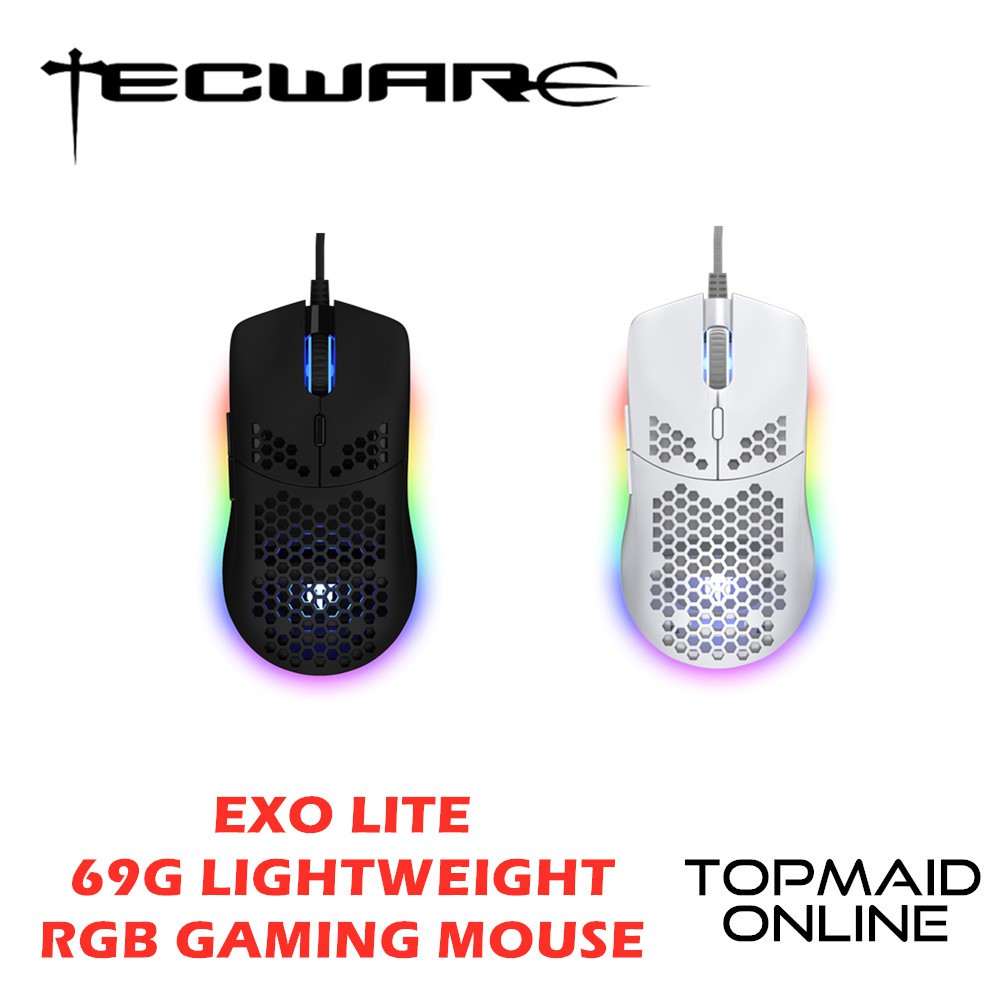 TECWARE EXO LITE LIGHTWEIGHT RGB GAMING MOUSE (BLACK / WHITE ) | Shopee ...