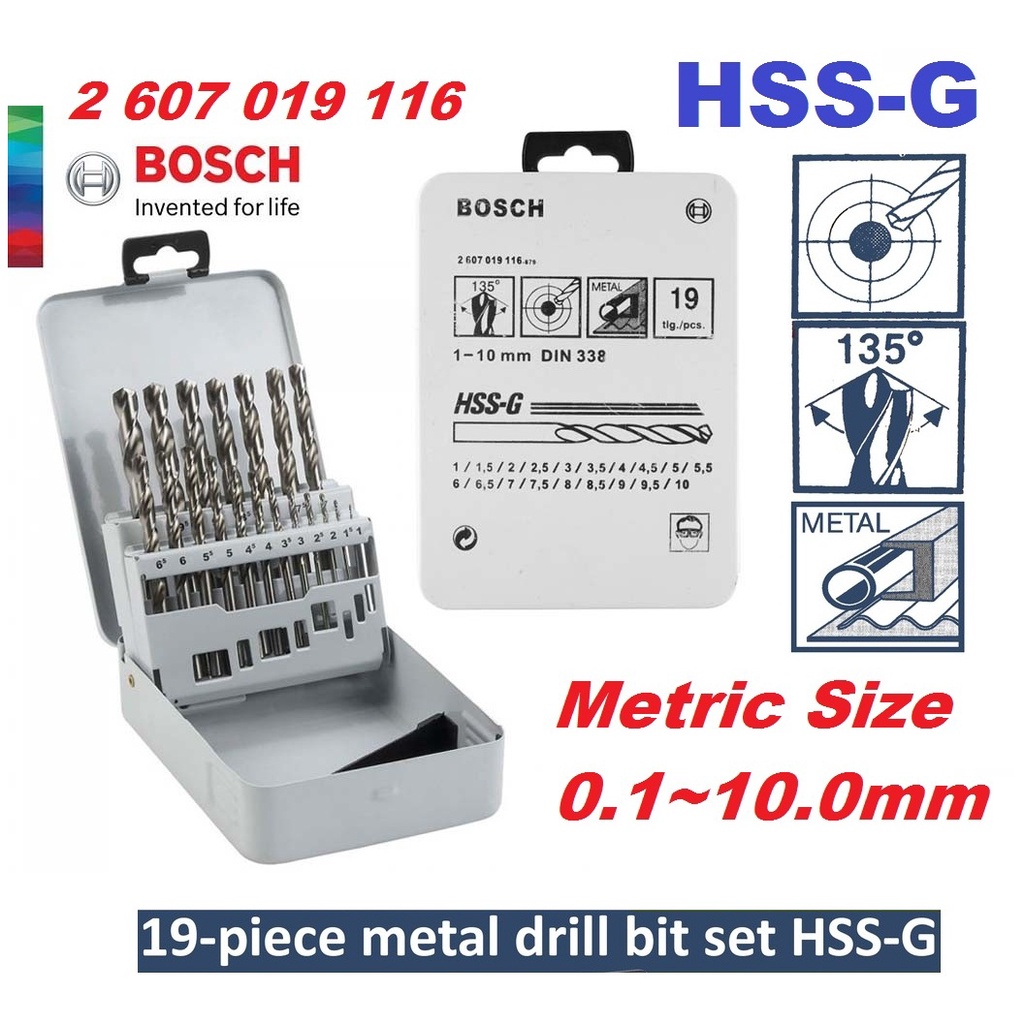 Bosch 19pcs 0.1-10mm HSS-G Metal Drill Bit Set | Shopee Malaysia
