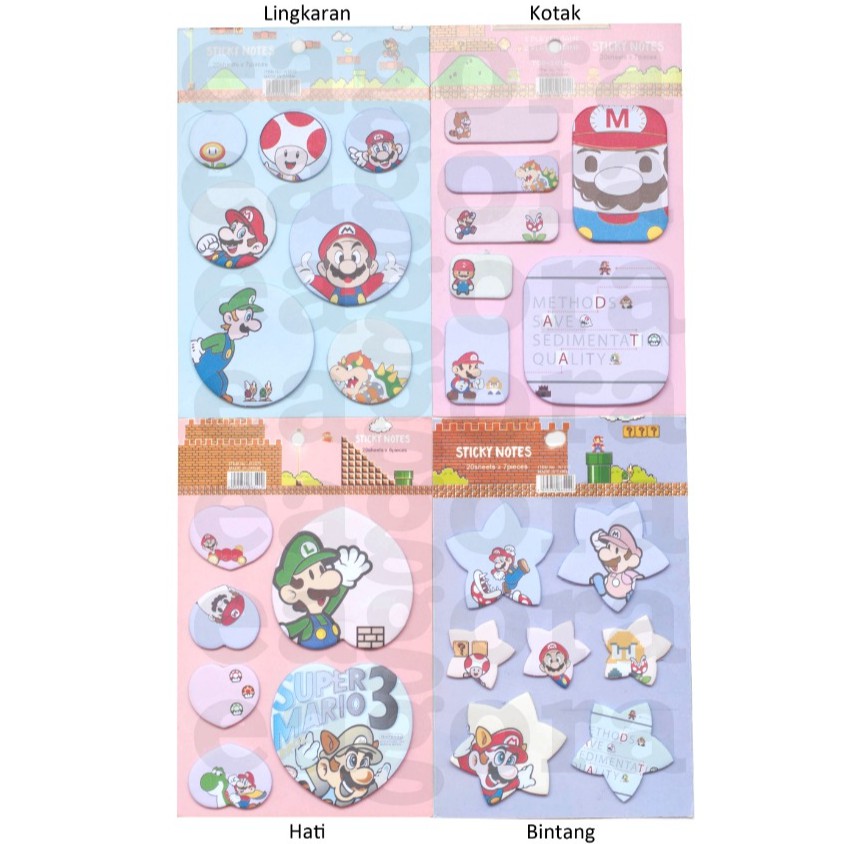Sticky Notes Super Mario Bross Note Cute Unique Memo | Shopee Malaysia