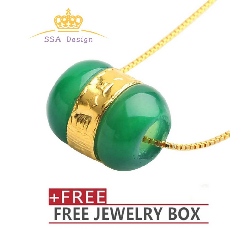 999 Gold Wada Jade Wrap 6 Words Mantra Lucky Pendant with Chain ...