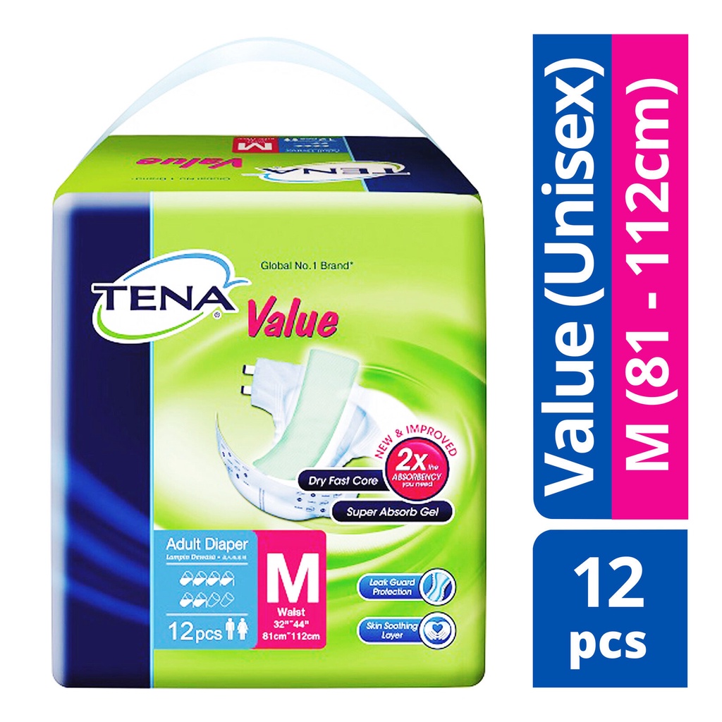 TENA Value Adult Diapers M- 12pcs (32" - 44") | Shopee Malaysia