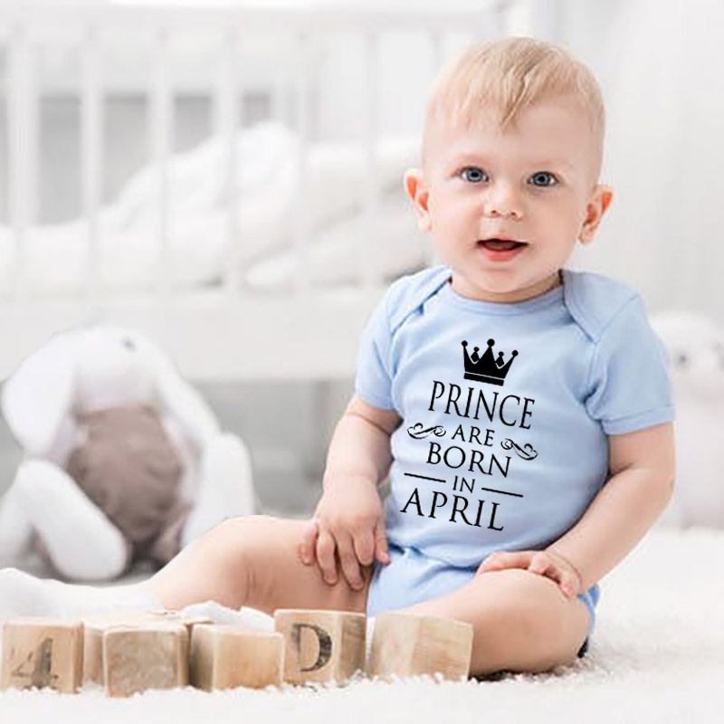 Prince Are Born In 1-12M Pattern Baby Onesie Baby Boys Blue Romper ...
