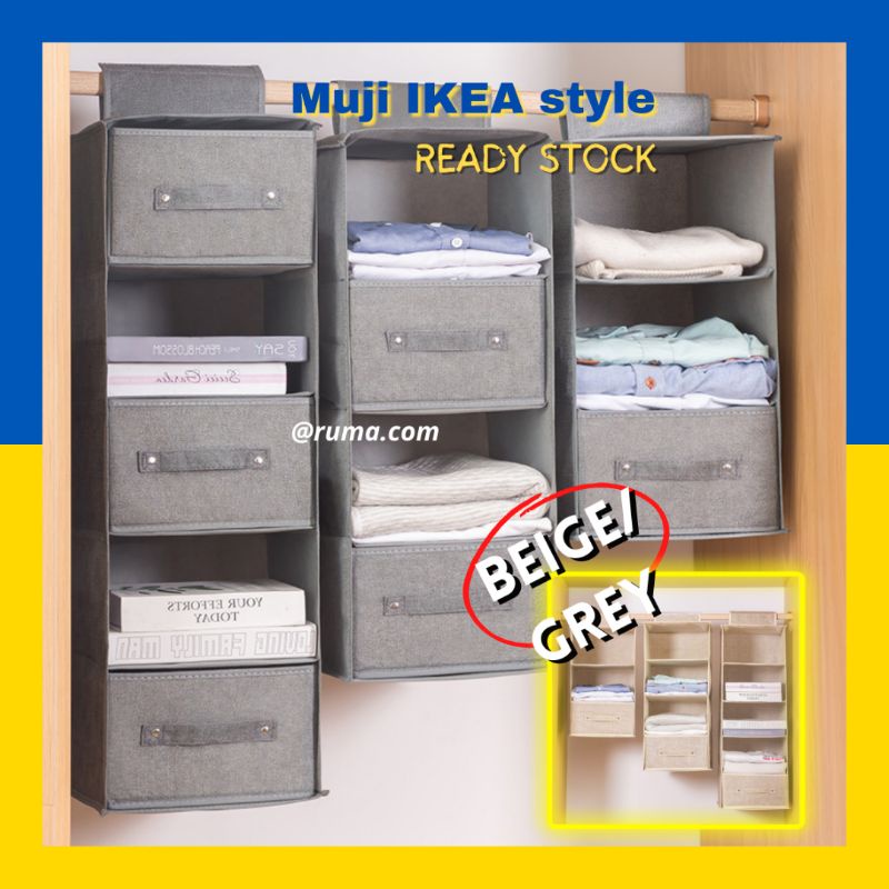 Wardrobe organizer Tudung Storage Ikea Muji Multi Layer Hanging ...