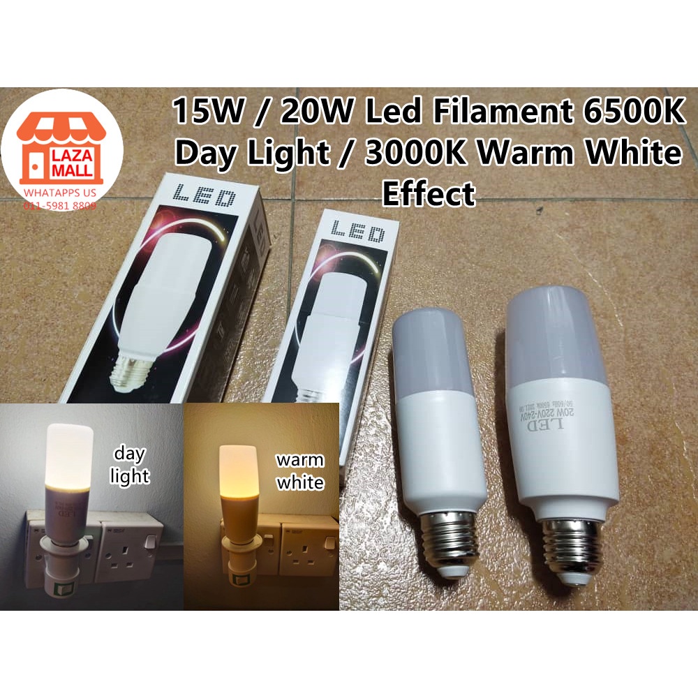 [ 15W 20W ] LED BULB STICK LIGHT 6500K / 3000K DAYLIGHT EFFECT BULB CORN STICK E27 LAMP SAFETY ...