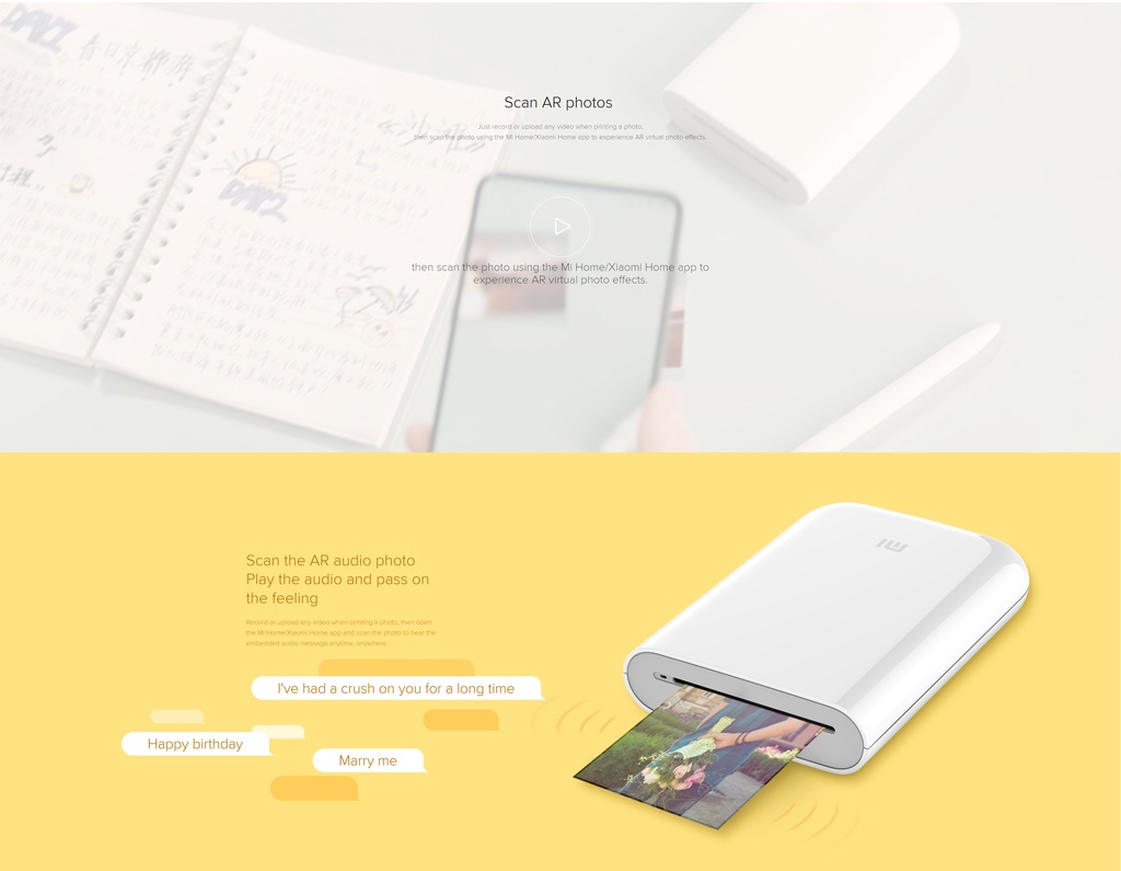 Xiaomi Mi Pocket Photo Printer / Photo Paper [Inkless Printing ...