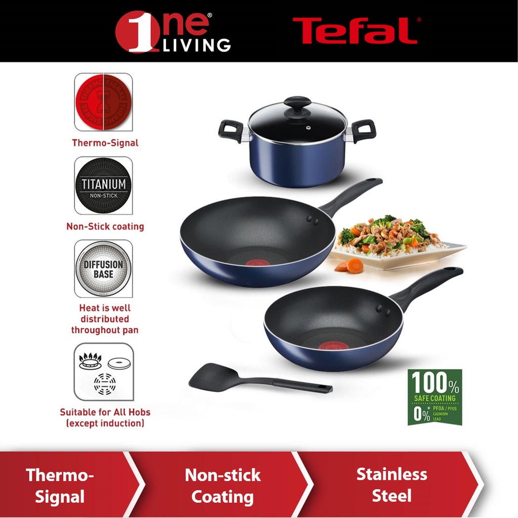Tefal B266S5 Clear Cook 5 Pcs Cookware Set (FP20 + WP28 + STP22 + Spatula) | Shopee Malaysia