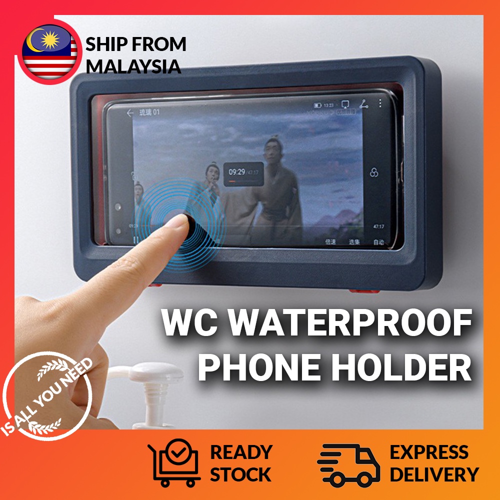 Waterproof Phone Box Phone Stand Toilet Wall-Mounted Watch drama shower ...