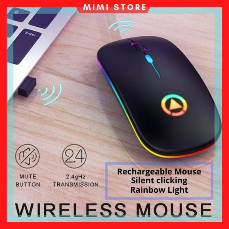 tetikus 🔥RDYSTOK🔥Rechargeable Mouse Wireless Silent LED Backlit Mice ...