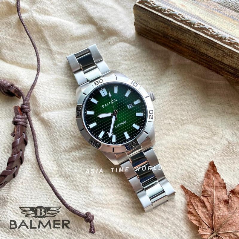 BALMER | 8166G SS-6 Sapphire Men's Watch with Green black Dial Silver ...