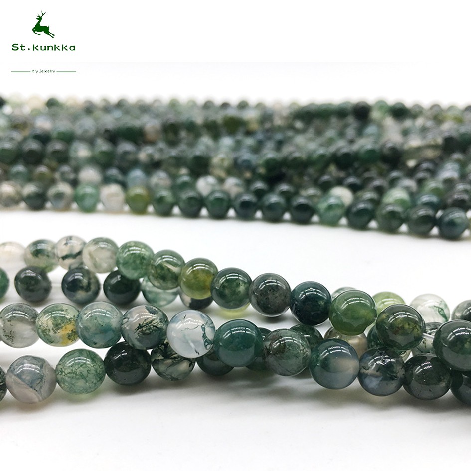 St.kunkka Moss Grass Agates Natural Stone Bead (1Strand/Lot 4 x 6 x 8 x ...