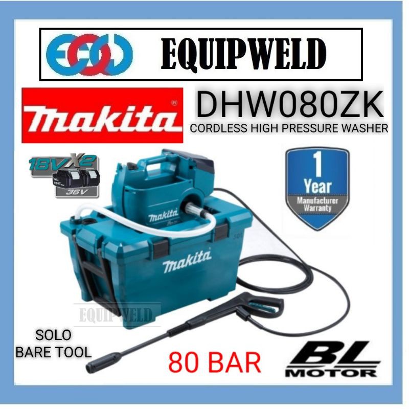 Makita 18Vx2 DHW080ZK Cordless High Pressure Cleaner Washer 80 Bar ...