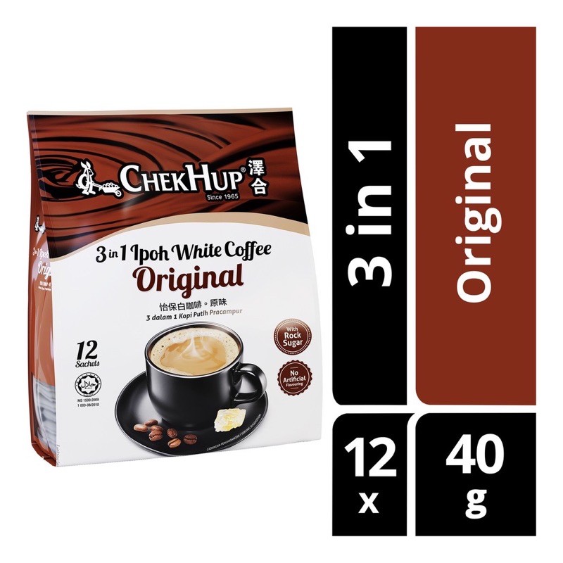 Chek Hup 3in1 Ipoh White Coffee Original (40g x 12s) | Shopee Malaysia