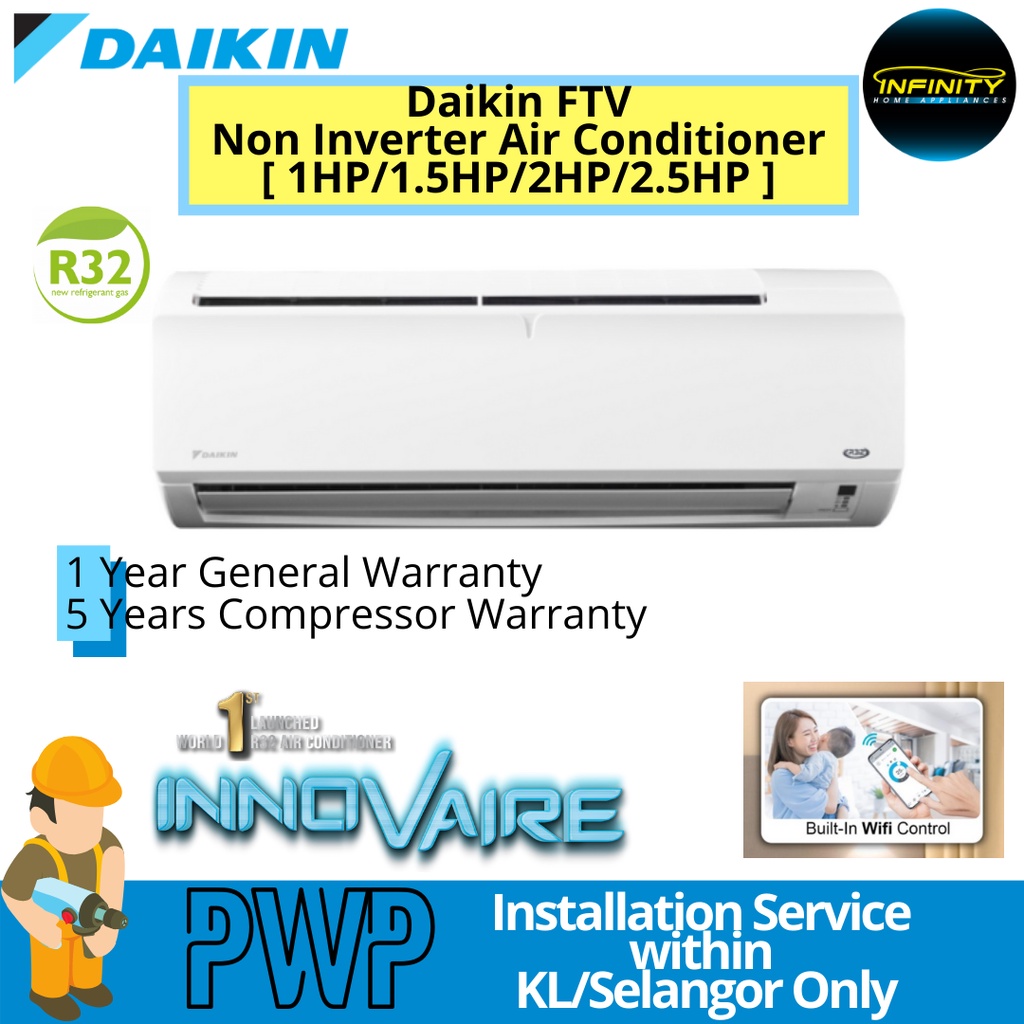 Daikin Air Conditioner 1HP 1.5HP 2HP 2.5HP Non Inverter R32 | Shopee ...