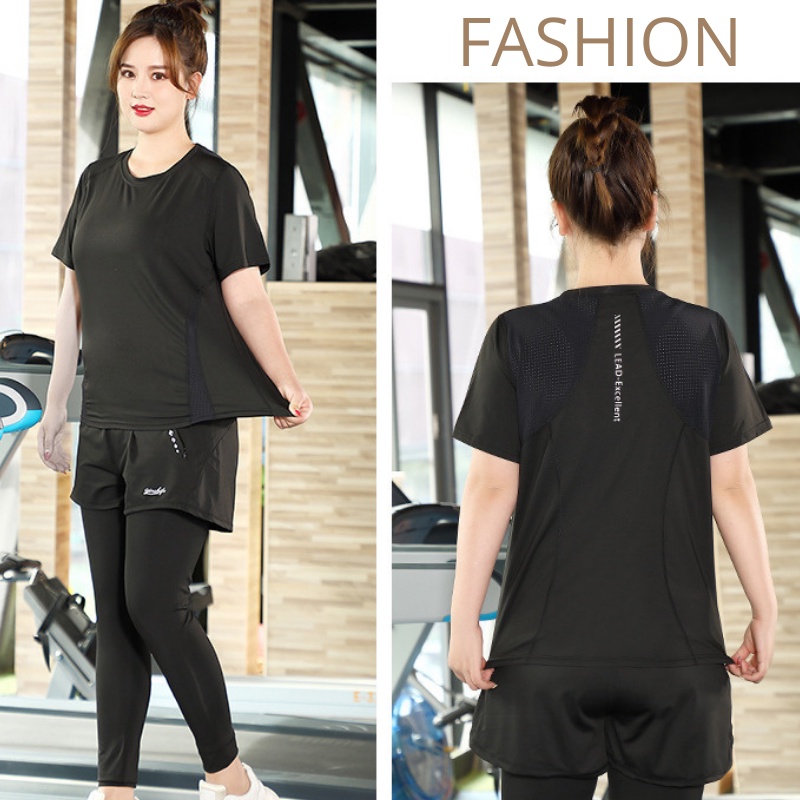 🇲🇾Plus Size Lady Women Exercise Sport T-Shirt Blouse Top Running Gym ...