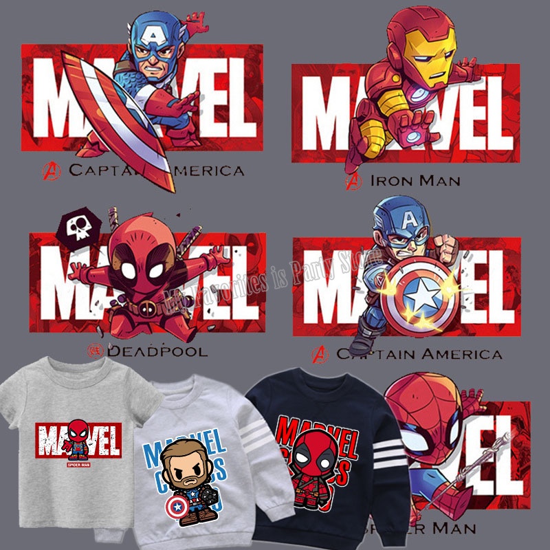 Marvel Cartoons Thermal Stickers for Clothes Spiderman Patches Ironing ...