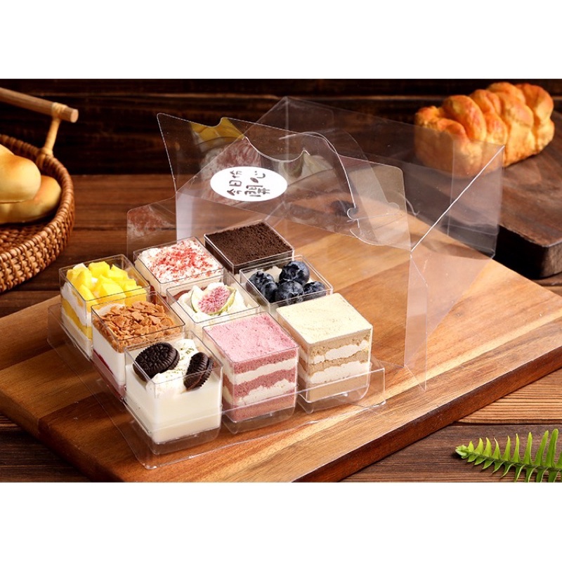 9 Hole Square Jelly Pudding Dessert Mousse Icecream Transparent Box ...