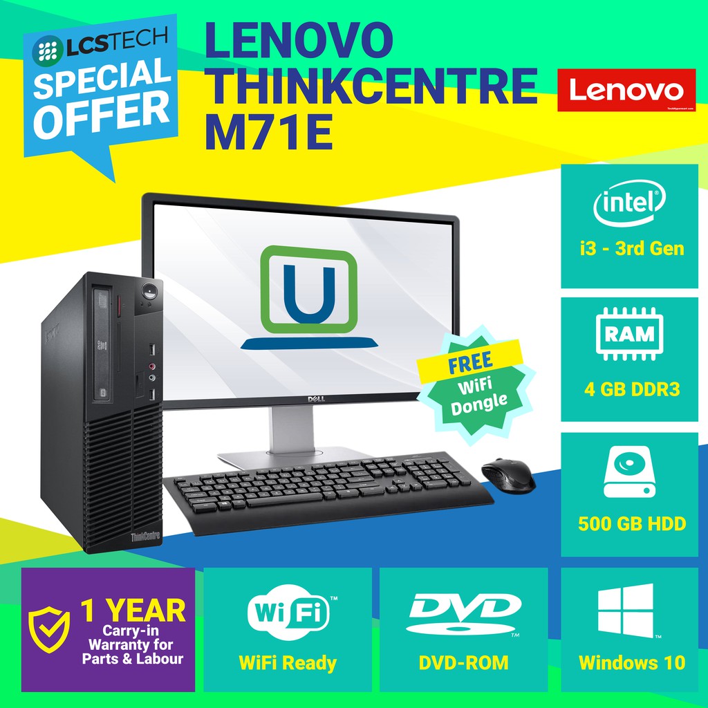 Lenovo Think Centre M71E/M72E SFF - Wifi Ready - Full Set Budget PC ...