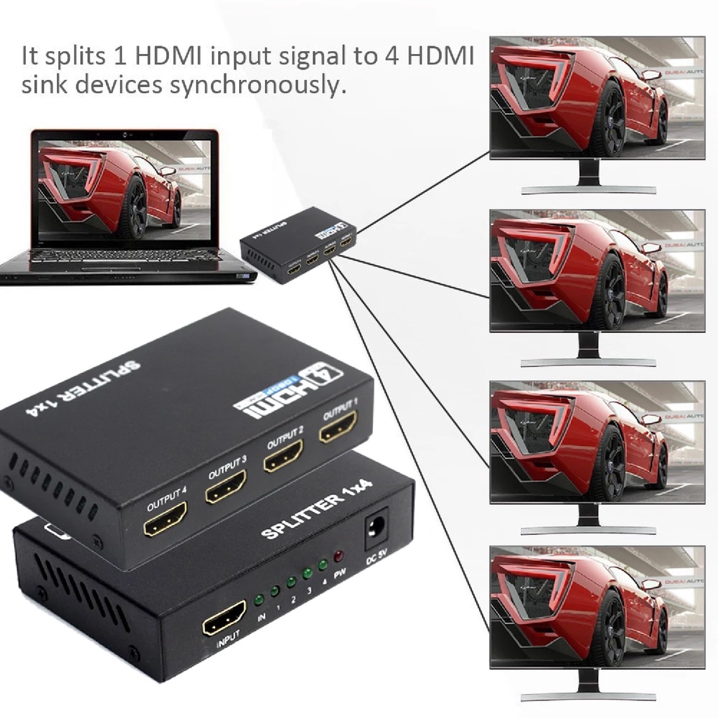 HDMI SPLITTER 1 IN 4 OUT FULL HD for Astro / PC/ Laptop/ DVD | Shopee ...