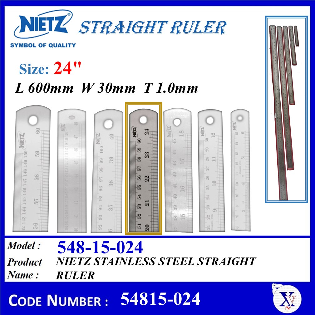 54815- NIETZ 24" TO 60" IN/Metric DOUBLE SIZE STAINLESS STEEL STRAIGHT ...