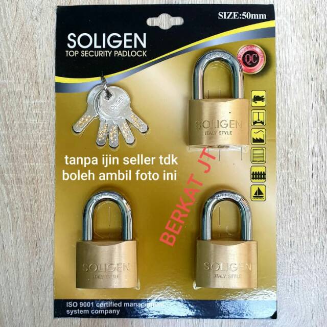 ORIGINAL BRASS PADLOCK 50 / MASTER KEY 50 MILI PACKAGE CONTAINS 3 PCS ...
