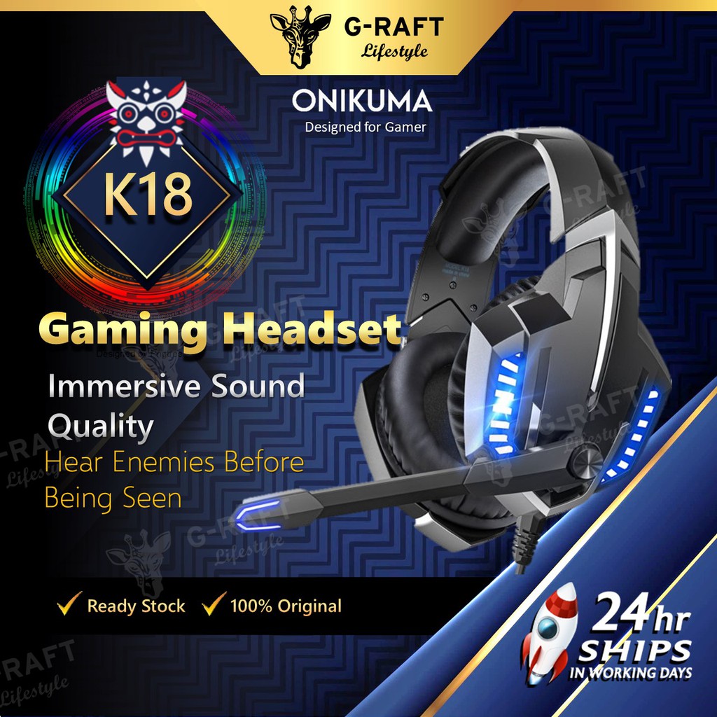 ONIKUMA K18 Professional Gaming Headphones Stereo Bass Headset with LED ...