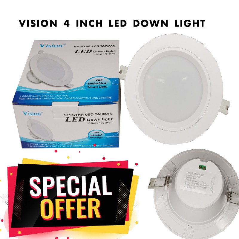 OFFER VISION 4" LED DOWN LIGHT DAYLIGHT AND WARM WHITE | Shopee Malaysia
