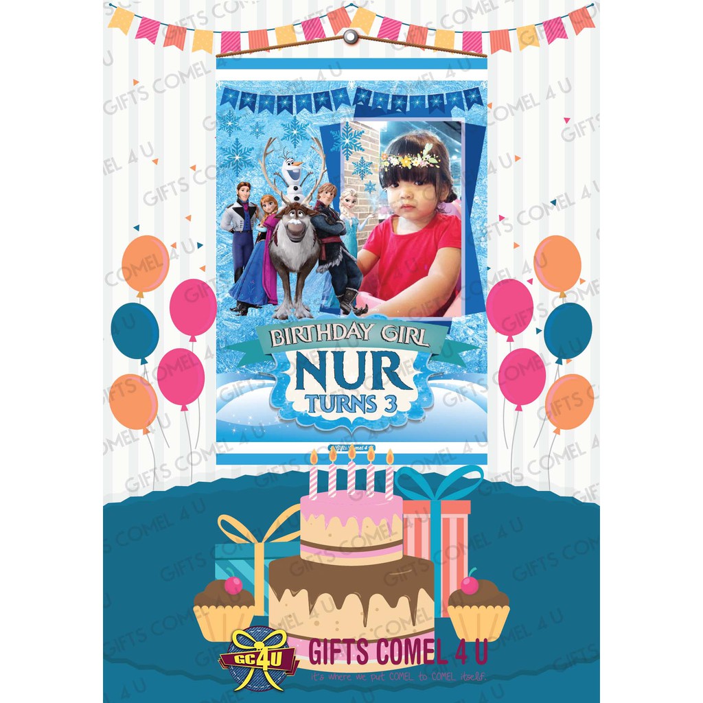 Disney's Frozen Theme Bunting 2ftx3ft (with piping) Wall Decoration ...