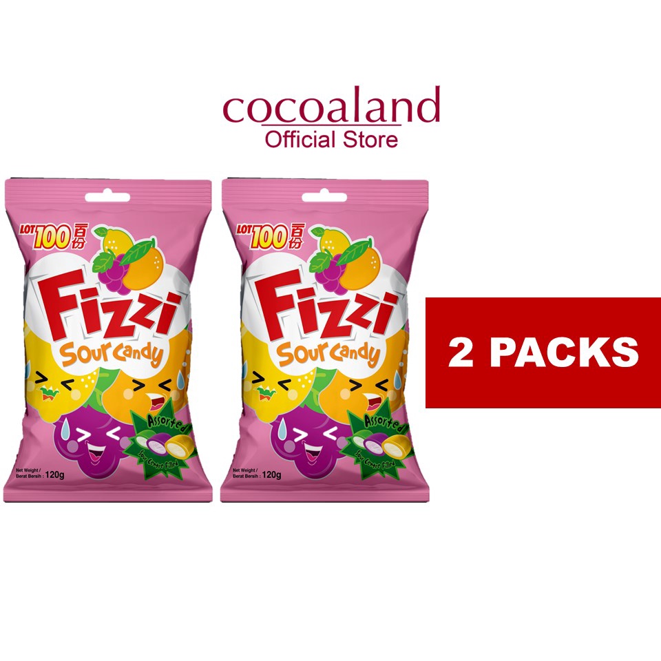 Lot 100 Fizzi Sour Candy Assorted (120g x 2 Packs) | Shopee Malaysia