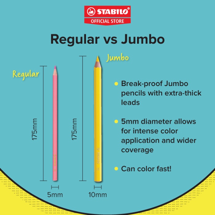 BUNDLE SET STABILO Swans Jumbo Colour Pencil Box of 12 / 18/ 24 + Trio ...