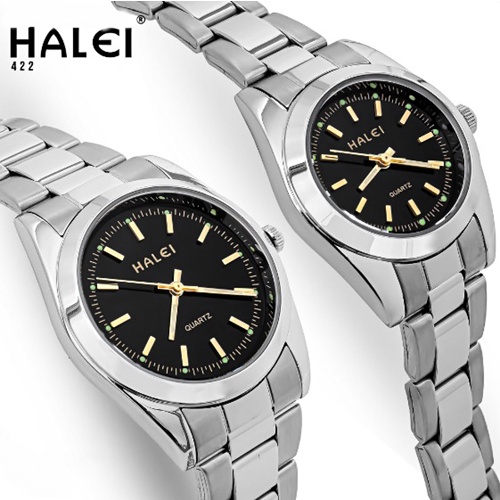 Jam Tangan Couple HALEI 422 Rantai Stainless Steel Back Tahan Air Model ...