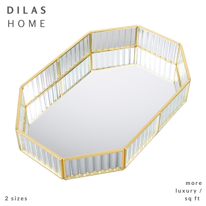 STOCK CLEARANCE Vintage Octagonal Fluted Brass Frame Display Glass Tray ...