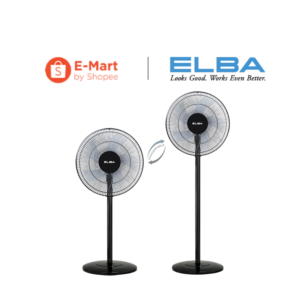 ELBA 2-in-1 Convertible Stand Fan ESF-H1648(BK) | 5 Blades | 16 inches ...