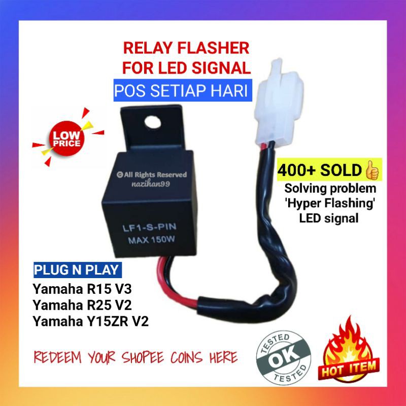 🔥 Y16ZR Y16, RSX, VARIO, R15 V3, R25 V2, Y15ZR V2 RELAY FLASHER FOR LED ...