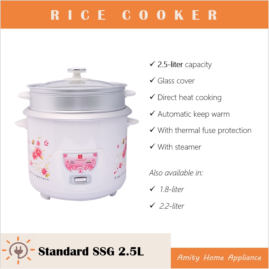 Standard Rice Cooker with Steamer 2.5 Liters SSG 2.5L | Shopee Malaysia