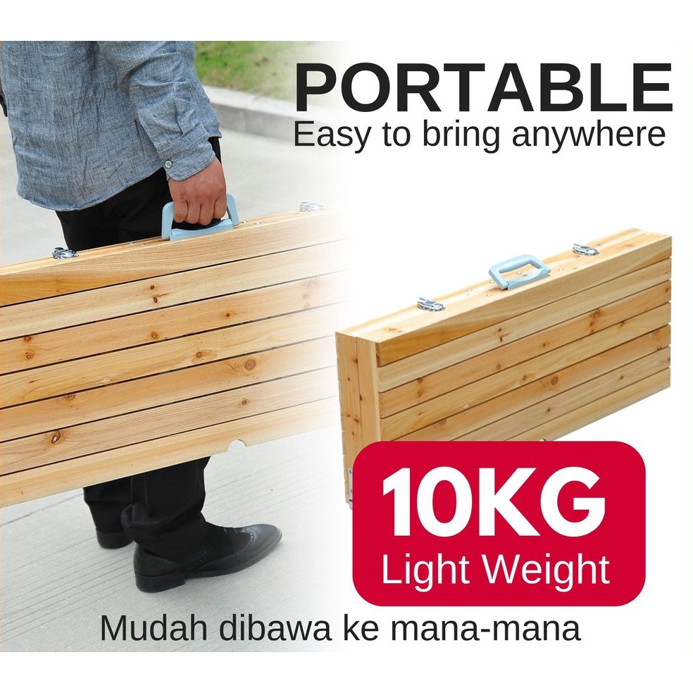 Wooden Foldable Picnic Table Meja Lipat Kayu With 4 Chairs Folding ...