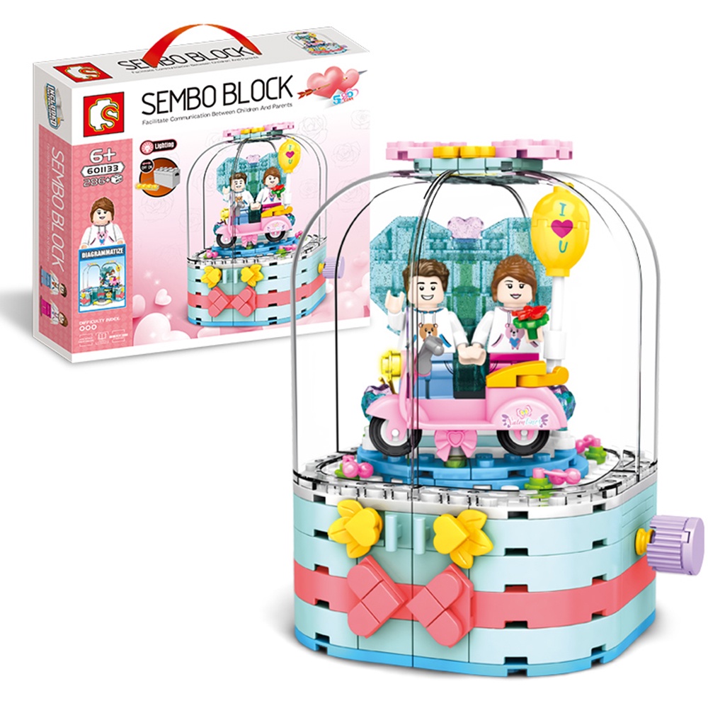 Sembo Block Valentine Day Gift Snowglobe Snow Globe Rotating Box ...