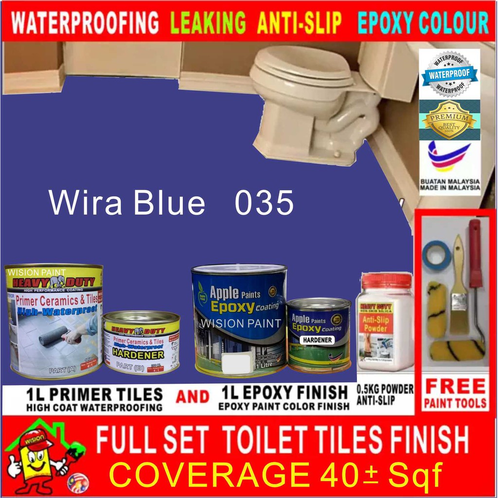 035 wira blue // FULL SET Epoxy Floor Coating ( FREE Tool Set ) ( 1L ...