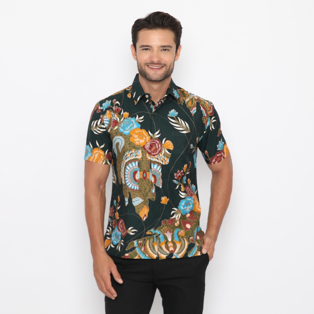 KEMEJA HIJAU Semar Batik Green Visco Puspa Short Sleeve Shirt | Shopee ...