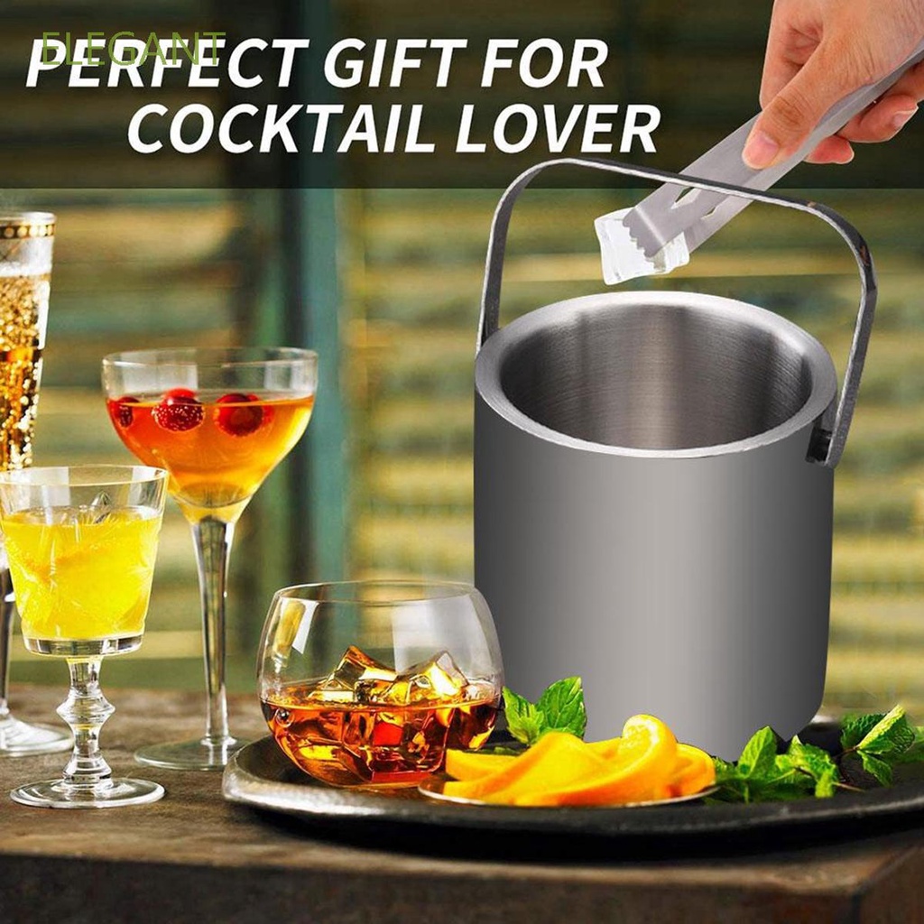 ELEGANT Stainless Steel Ice Cube Container Kitchen Cooler Ice Bucket 1 ...