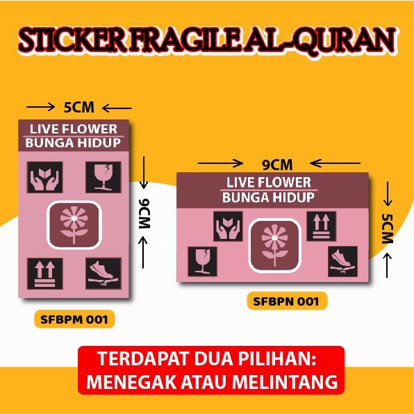 🔥READY STOCK🔥 📍BUY 10 FREE 1📍 STIKER FRAGILE BUNGA HIDUP PINK/ STICKER ...