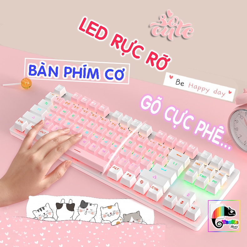 Pink Mechanical Keyboard, With Super Beautiful LED TKL, Cute Keyboard ...