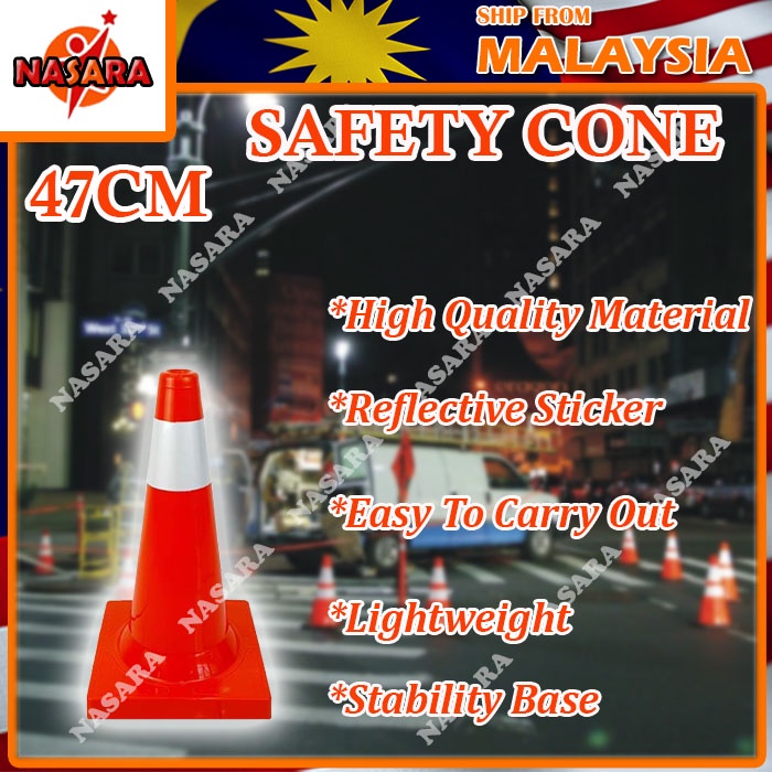 NASARA - 47CM PORTABLE REFLECTIVE LIGHWEIGHT SAFETY CONE TRAFFIC ...