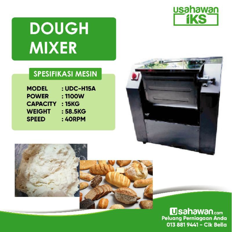 Horizontal Dough Mixer pengadun uli doh roti pengadun tepung h15a ...