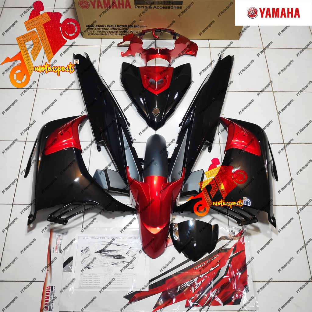 Yamaha LC 135 V7 Cover Set Rm7 Red Original HLY + Stripe HLY Original ...