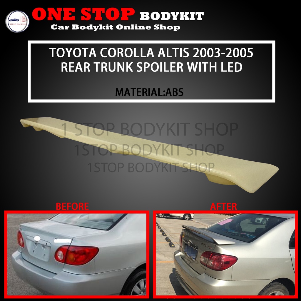 TOYOTA COROLLA ALTIS 2003-2005 REAR TRUNK SPOILER WITH LED ABS SKIRT ...