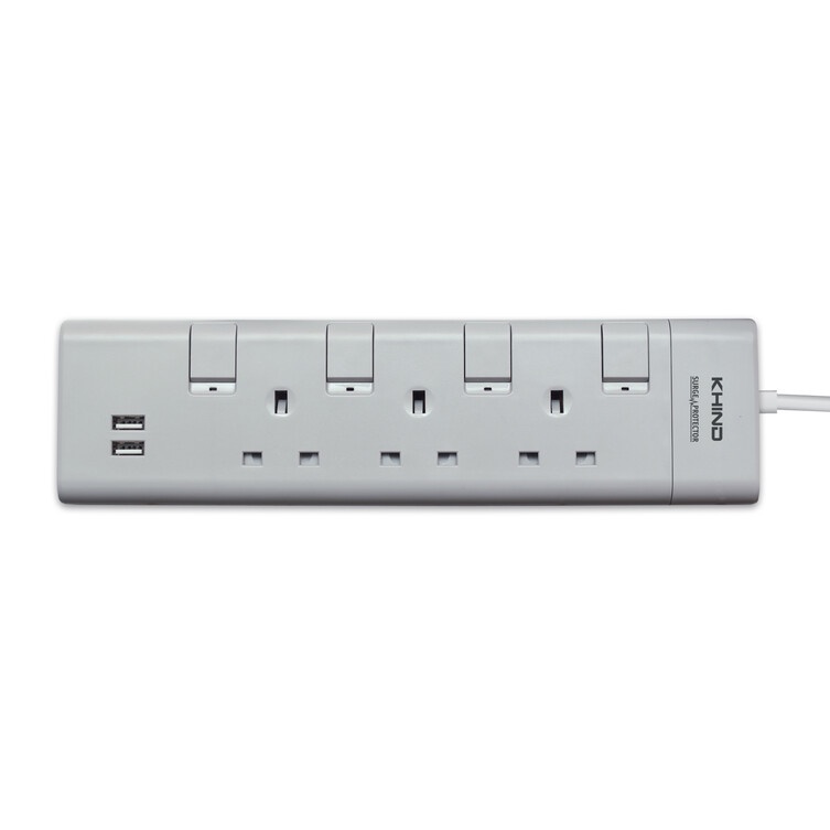 Khind Trailing Socket 4 Gang 13A trailing socket with USB - ( LN8354U ...