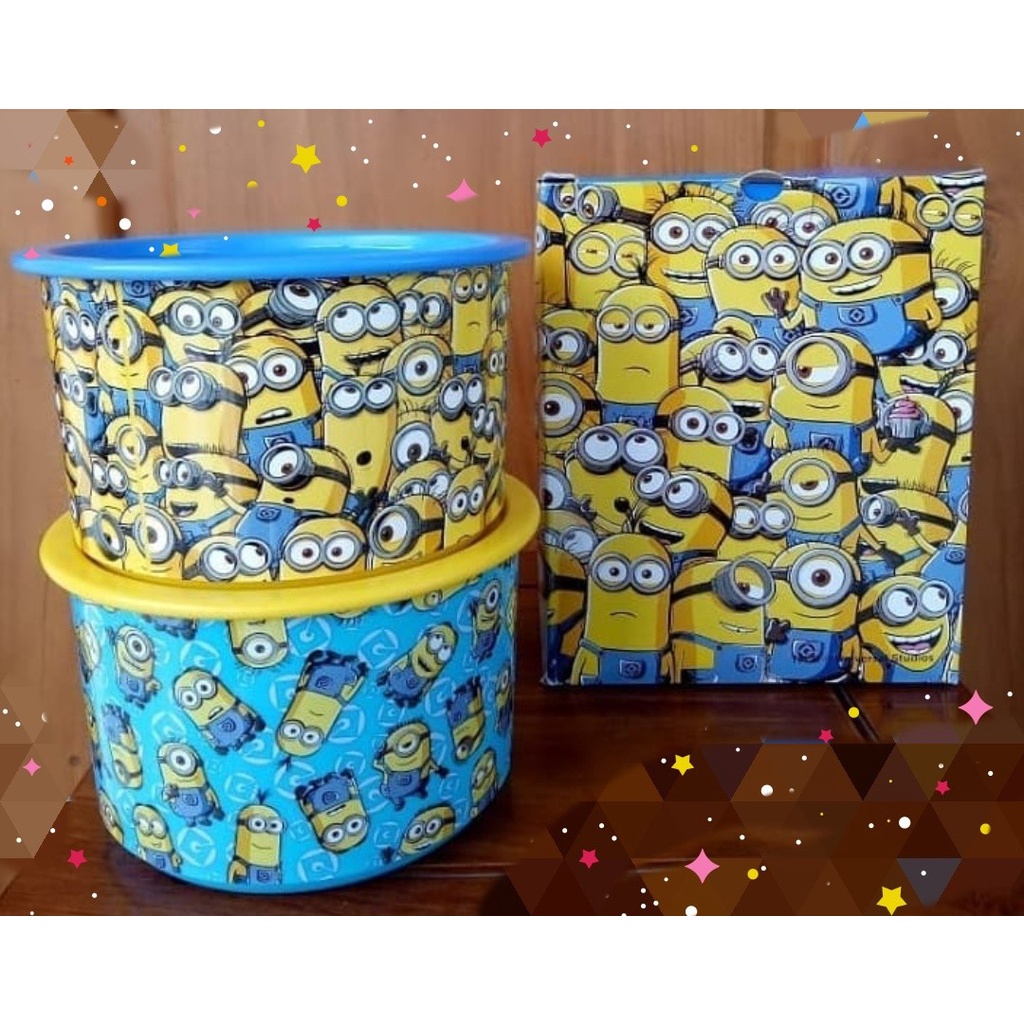 MINION GIGGLE CANISTER (2PCS) 940ML TUPPERWARE - ONE TOUCH | Shopee ...