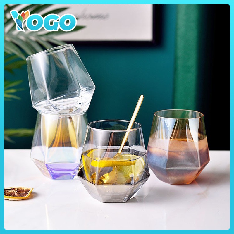 YOGO Diamond Glass Cup Whisky Mug Heat-Resistant Coffee Glass Cup Drink ...