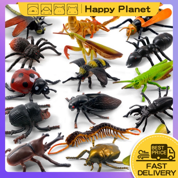 Happy Planet Big Size Insect model toy 16pcs Free grass and wood model ...