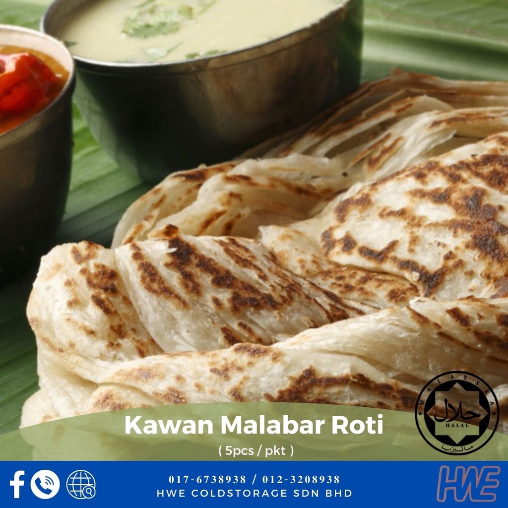 [Halal] Kawan Brand Malabar Roti 5pcs | Roti Canai Mamak Style Flaky ...